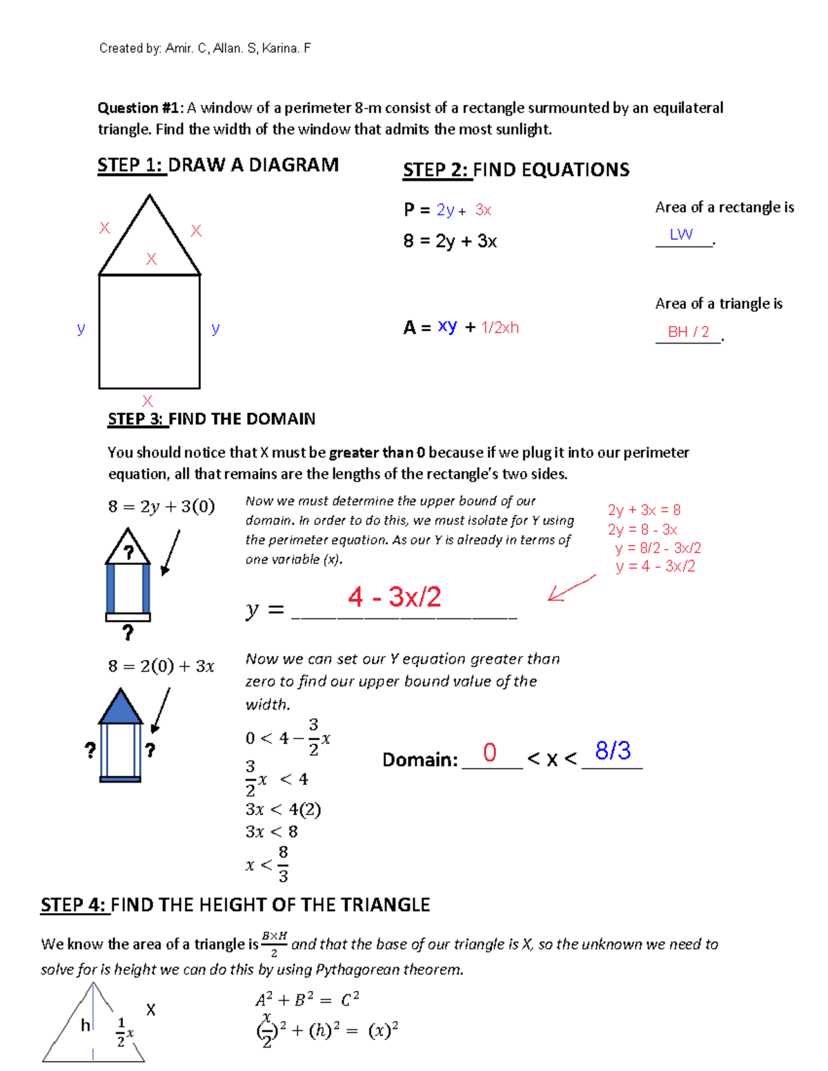 Optimization Question #1 Solution - Question #1 : A window of a ...