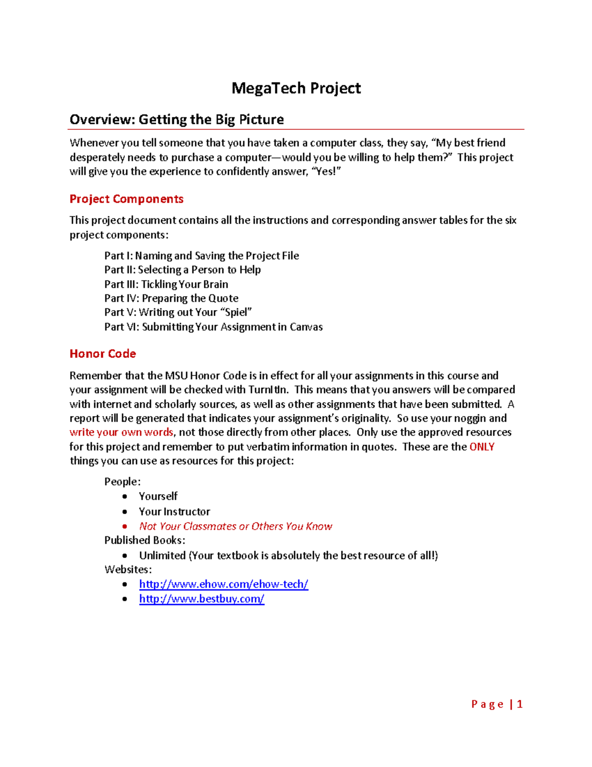 Megatech Project Instructions - MegaTech Project Overview: Getting the Big Picture Whenever you ...