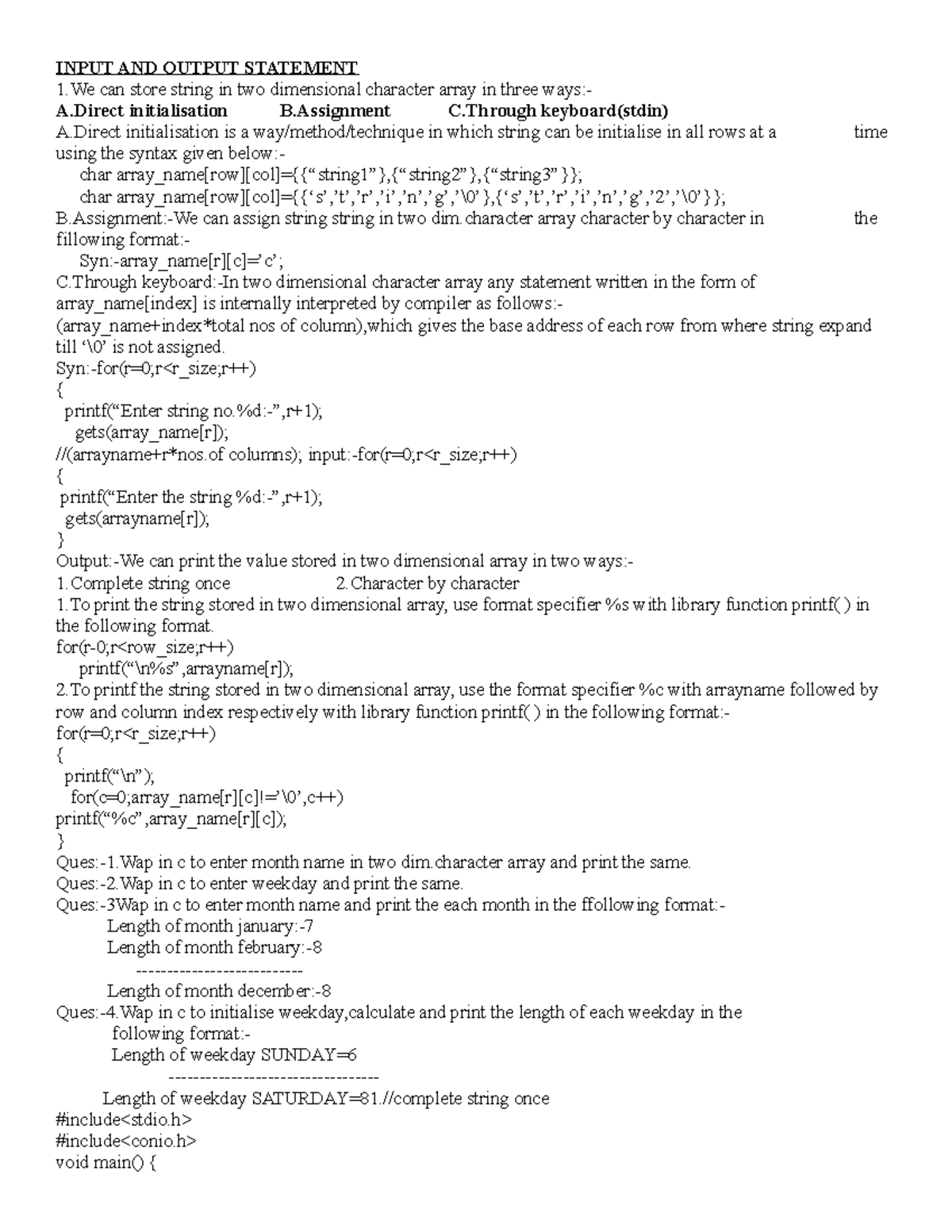 Input And Output Statement Input And Output Statement 1 Can Store String In Two Dimensional