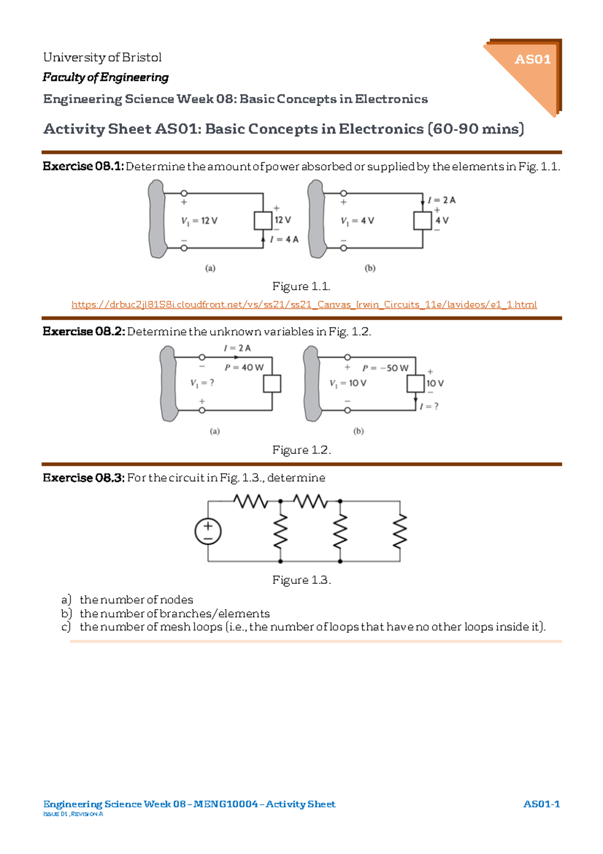 Week 08 - Basic Concepts in Electronics Activity Sheet 01 - No Answers ...