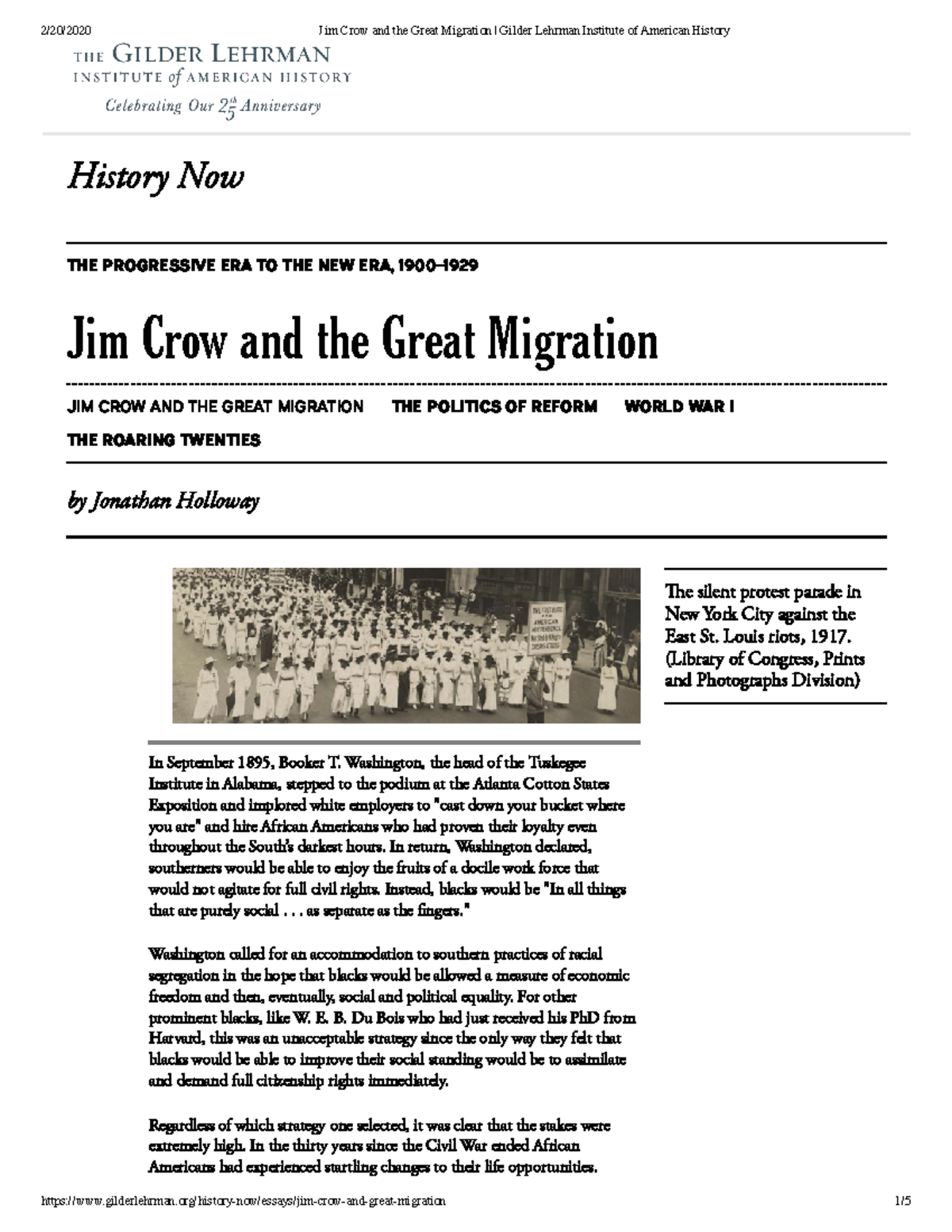 Jim Crow and the Great Migration Gilder Lehrman Institute of American ...