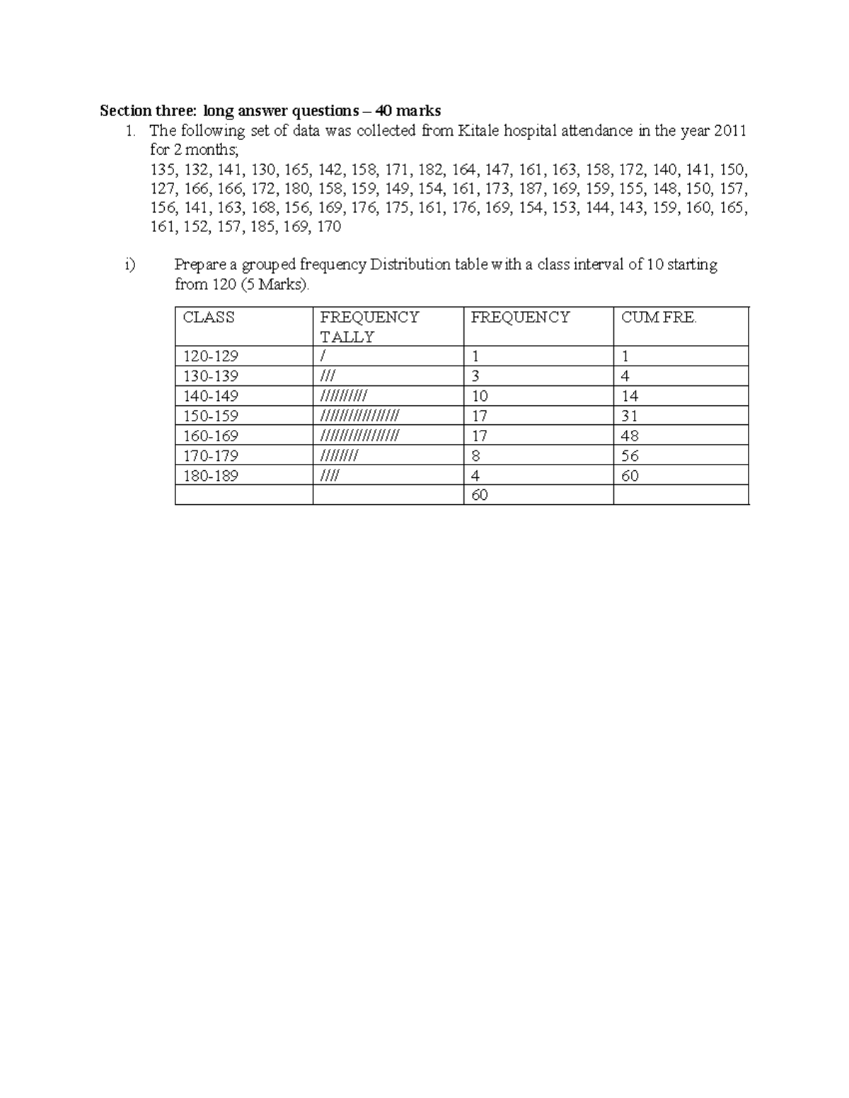 Sturges formula - Section three: long answer questions – 40 marks 1 ...