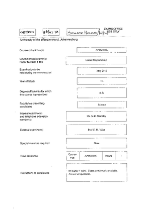 MATH2019 - Wits University - Linear algebra - Studocu