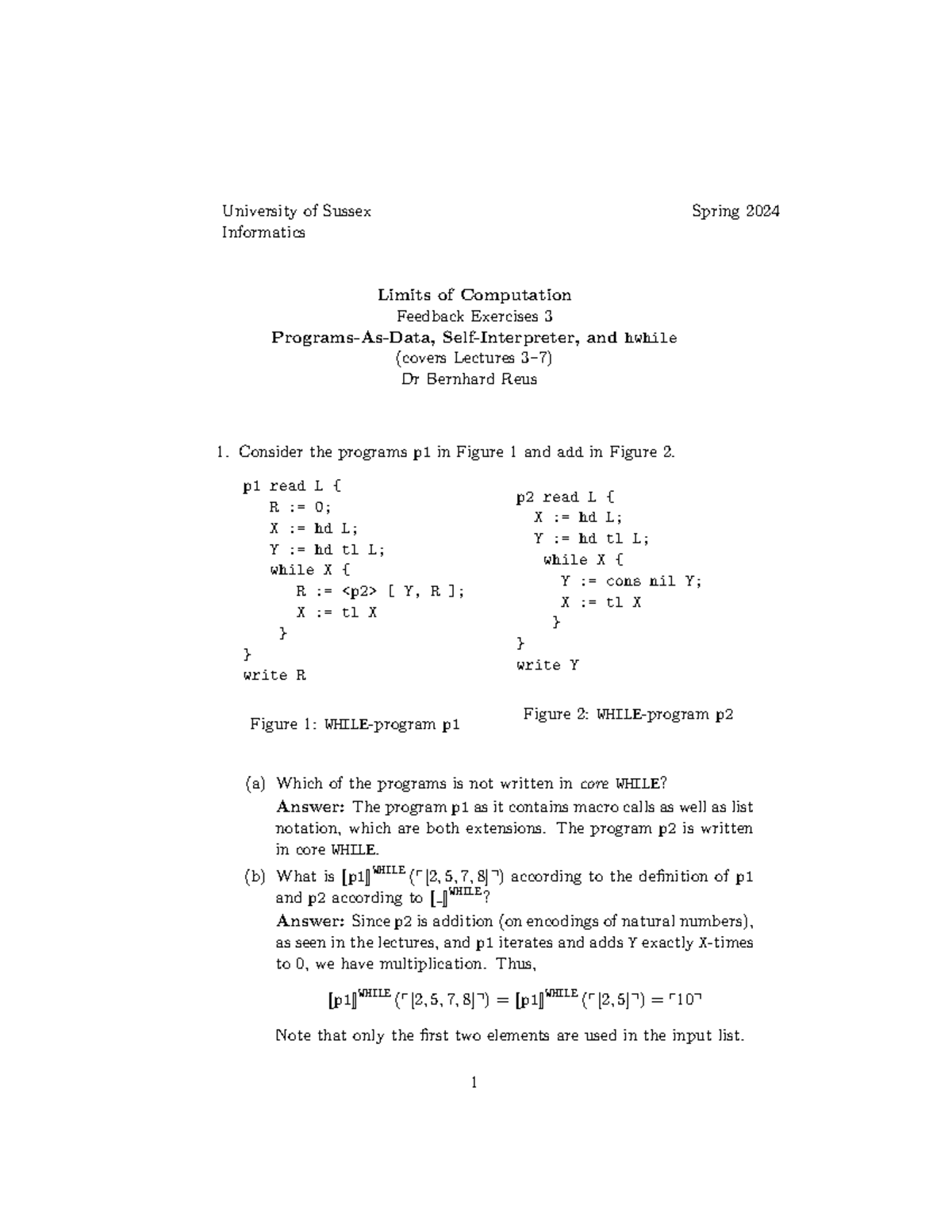 Ex3sol - Answers for seminar work sheets - University of Sussex Spring 2024 Informatics Limits ...