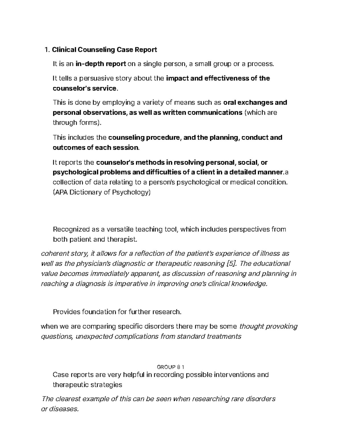 Clinical Counseling Case Report - It tells a persuasive story about the ...