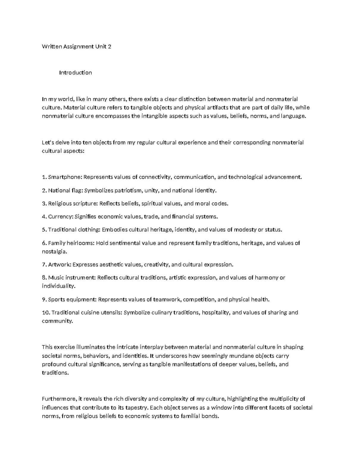 Written Assignment Unit 2 Written Assignment Unit 2 Introduction In My World Like In Many