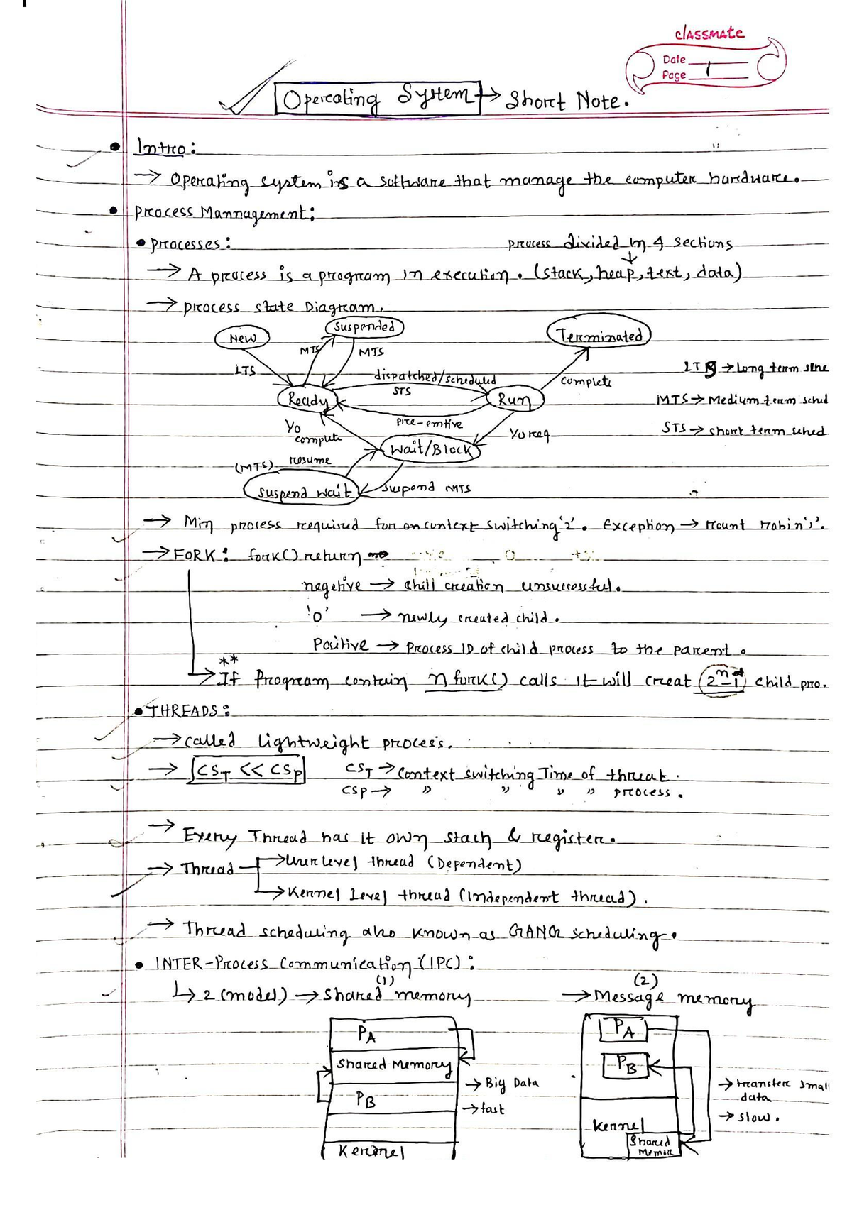 OS - short notes for GATE operating system - bachlar of computer ...
