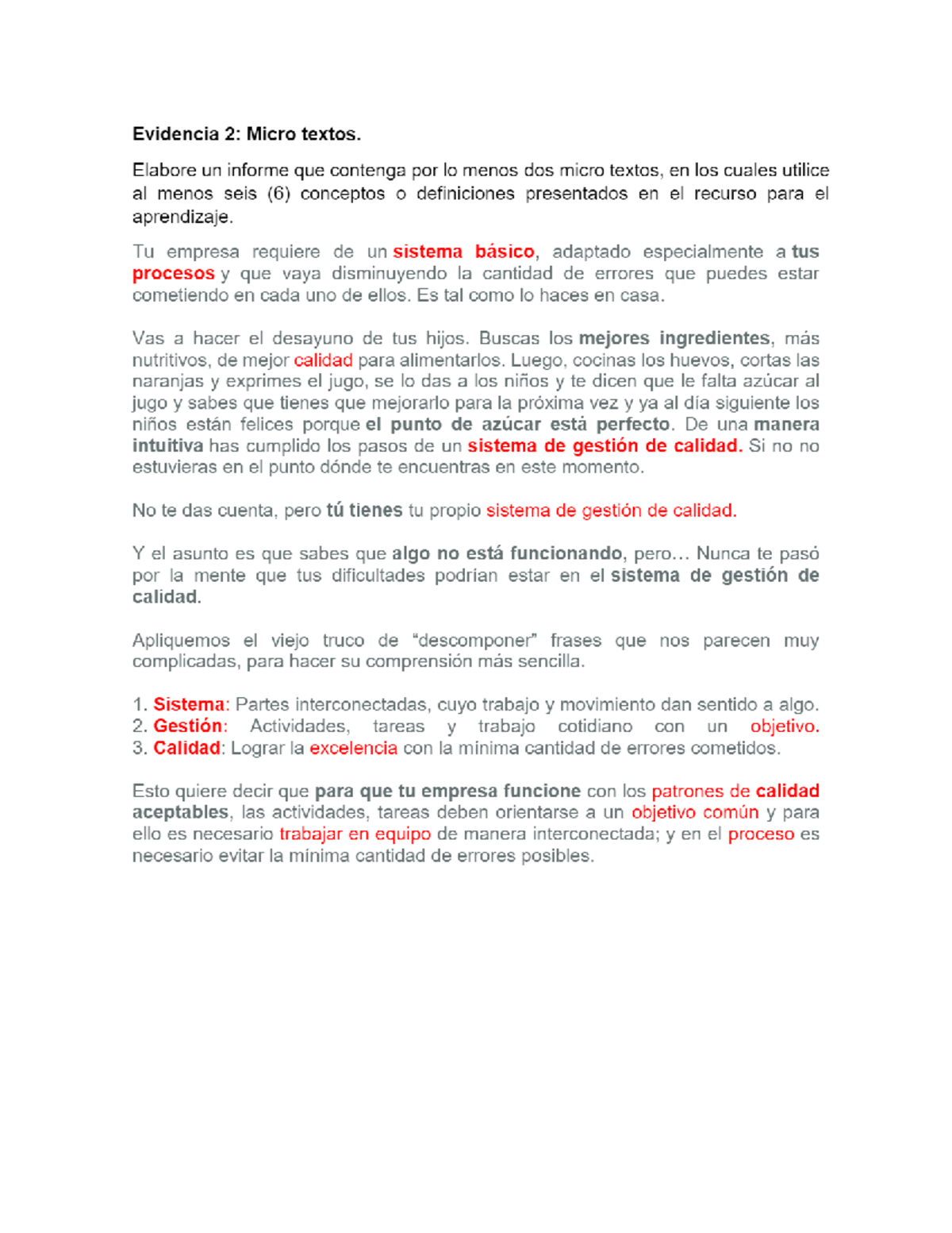 Elabore un informe que contenga por lo menos dos micro textos, en los ...