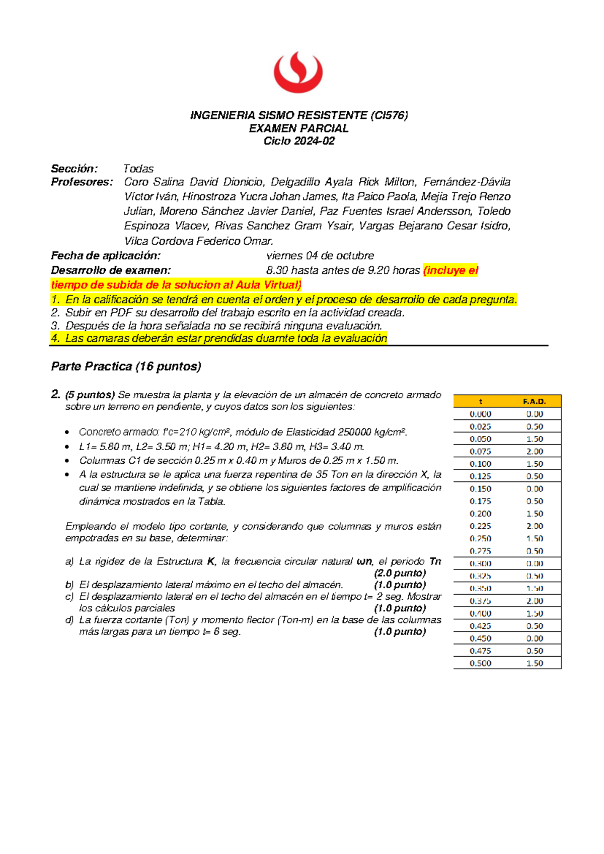 Sr Ea1 2024 02b P2 V1 Examen Parcial Ingenieria Sismo Resistente