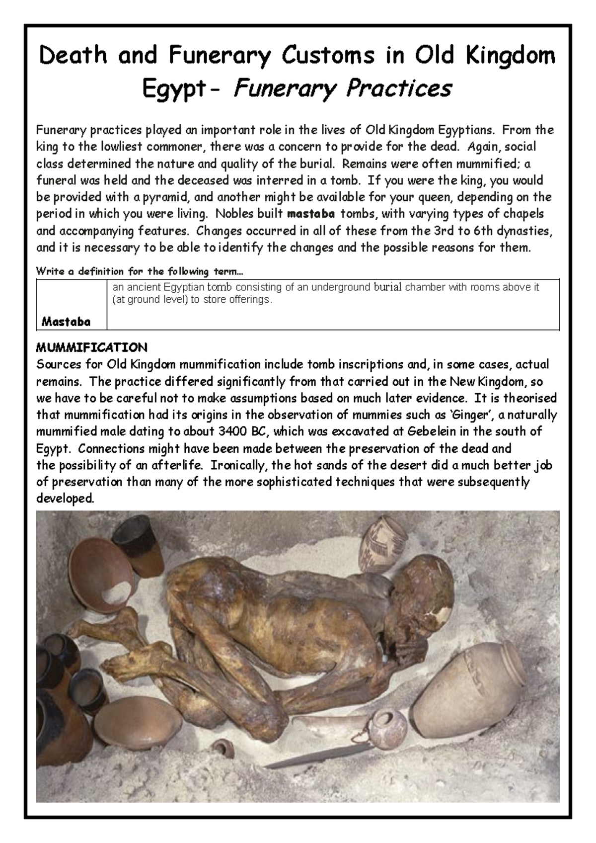 4. Death and Funerary Customs in Old Kingdom Egypt- Funerary Practices ...