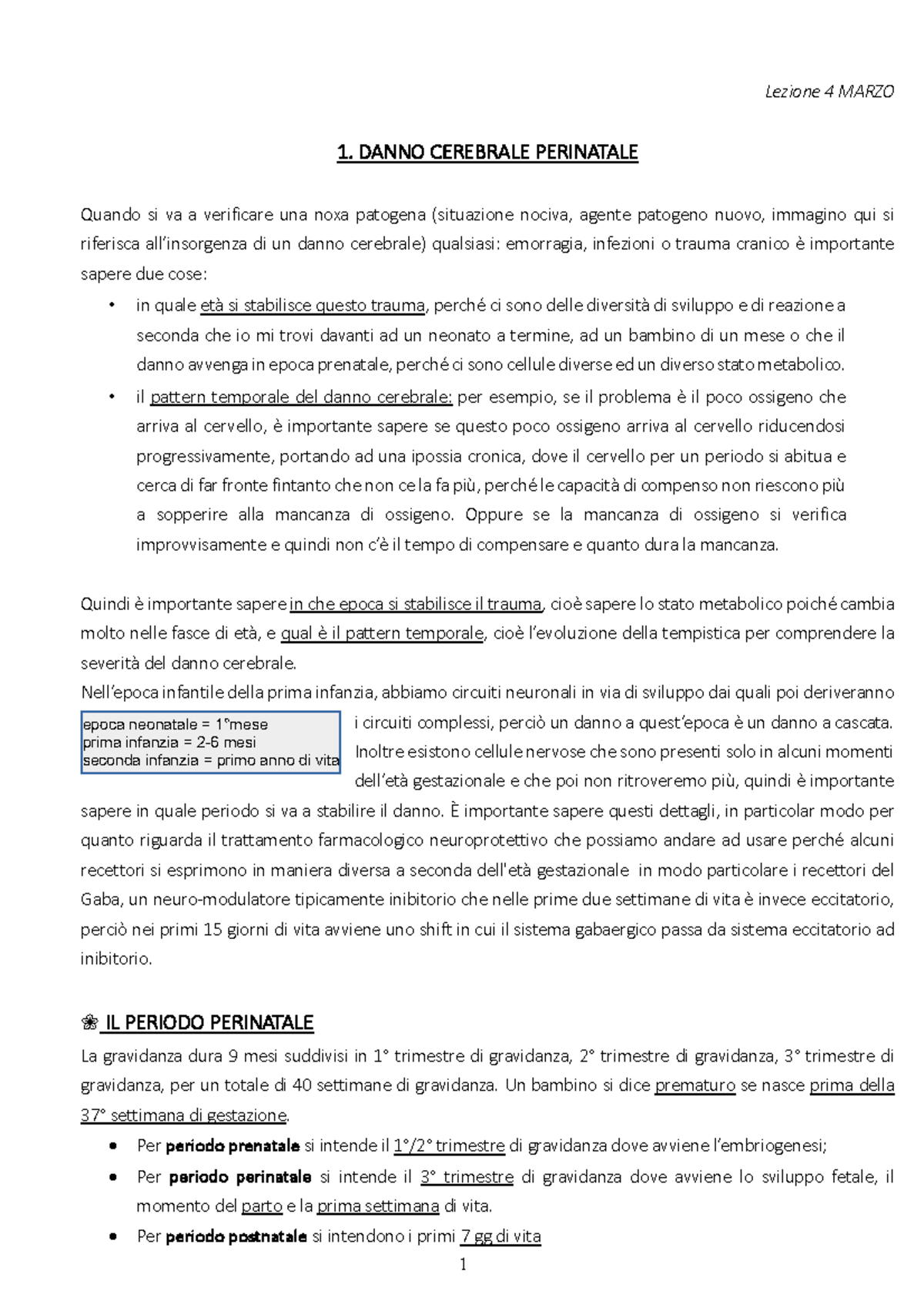 Psichiatria Infantile - Warning: TT: undefined function: 32 Lezione 4 MARZO 1. DANNO CEREBRALE ...