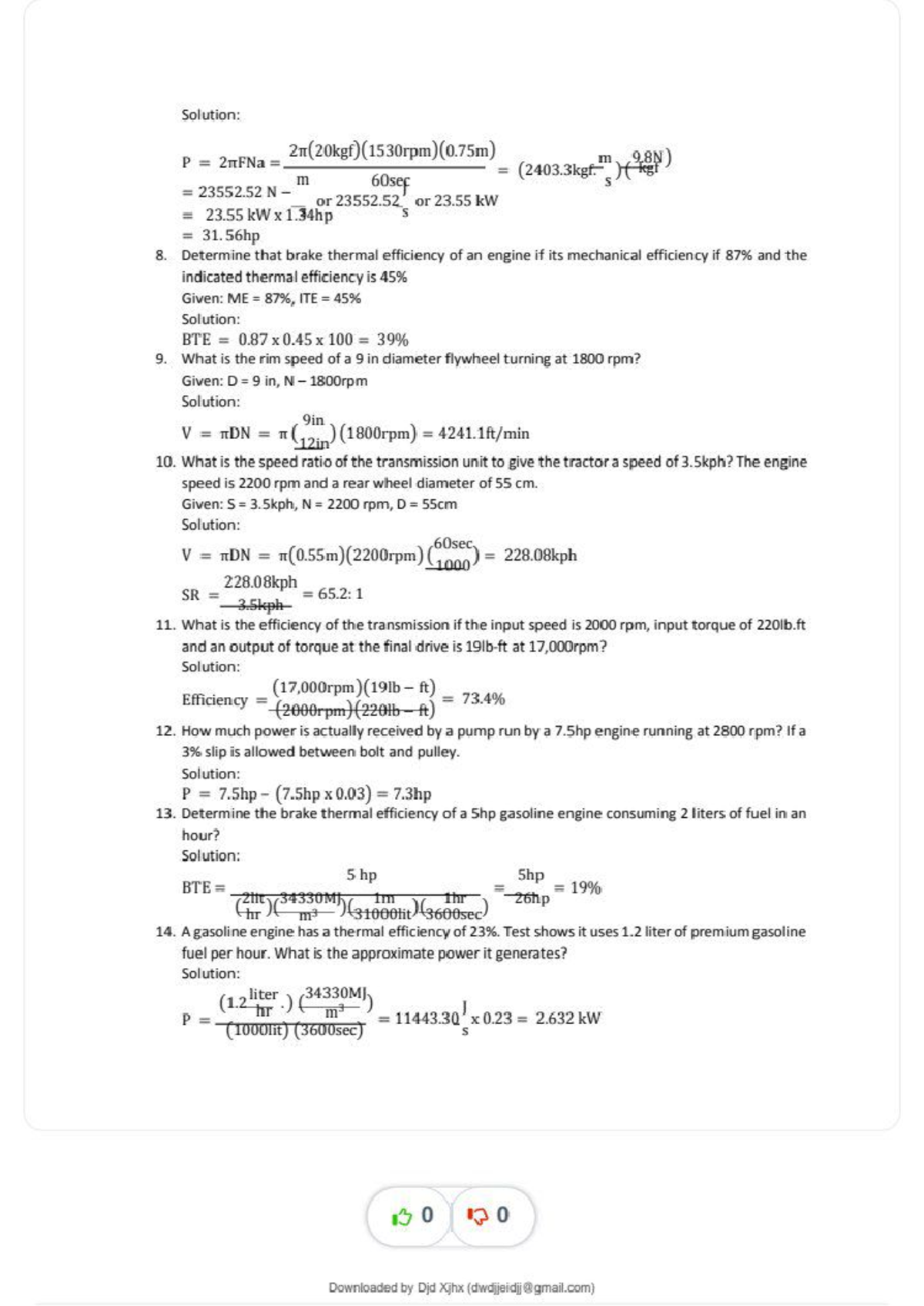 MATH877 3 - Xjjx - Solution: 2n(20kgf)(1530rpm)(0) P 23552 or 23 kW 23 ...