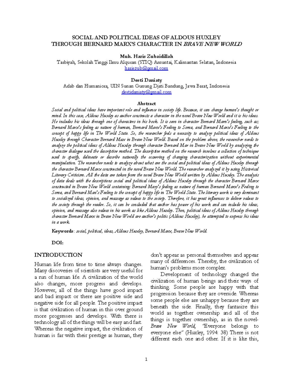 Social AND Political Ideas OF Aldous Huxley OSF - SOCIAL AND POLITICAL ...