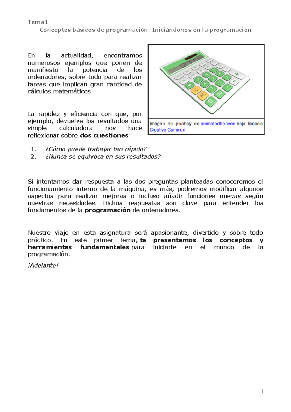 T1-Iniciando Programacion - Conceptos básicos de programación ...