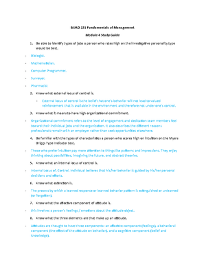 Module 3 Study Guide - BUAD 221 Fundamentals of Management Module 3 ...