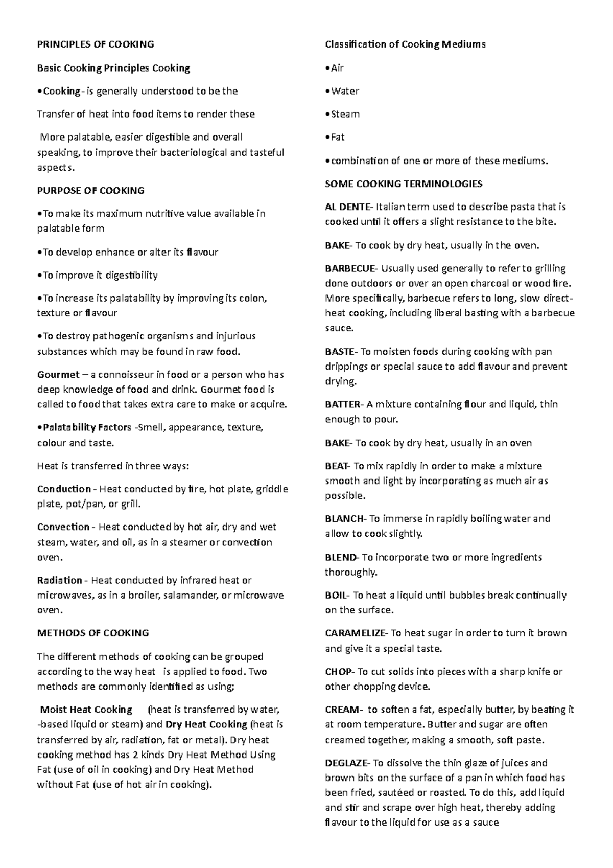 Kebf prelim lecture notes compilation - PRINCIPLES OF COOKING Basic ...