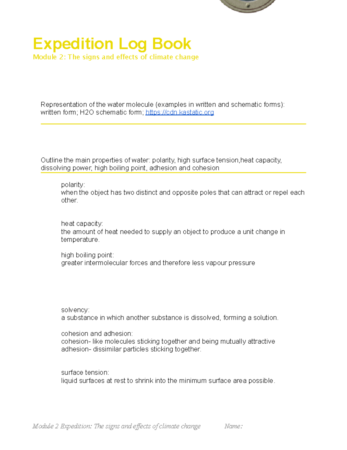 Copy of Log Book 2 - Module 2: The signs and effects of climate change ...