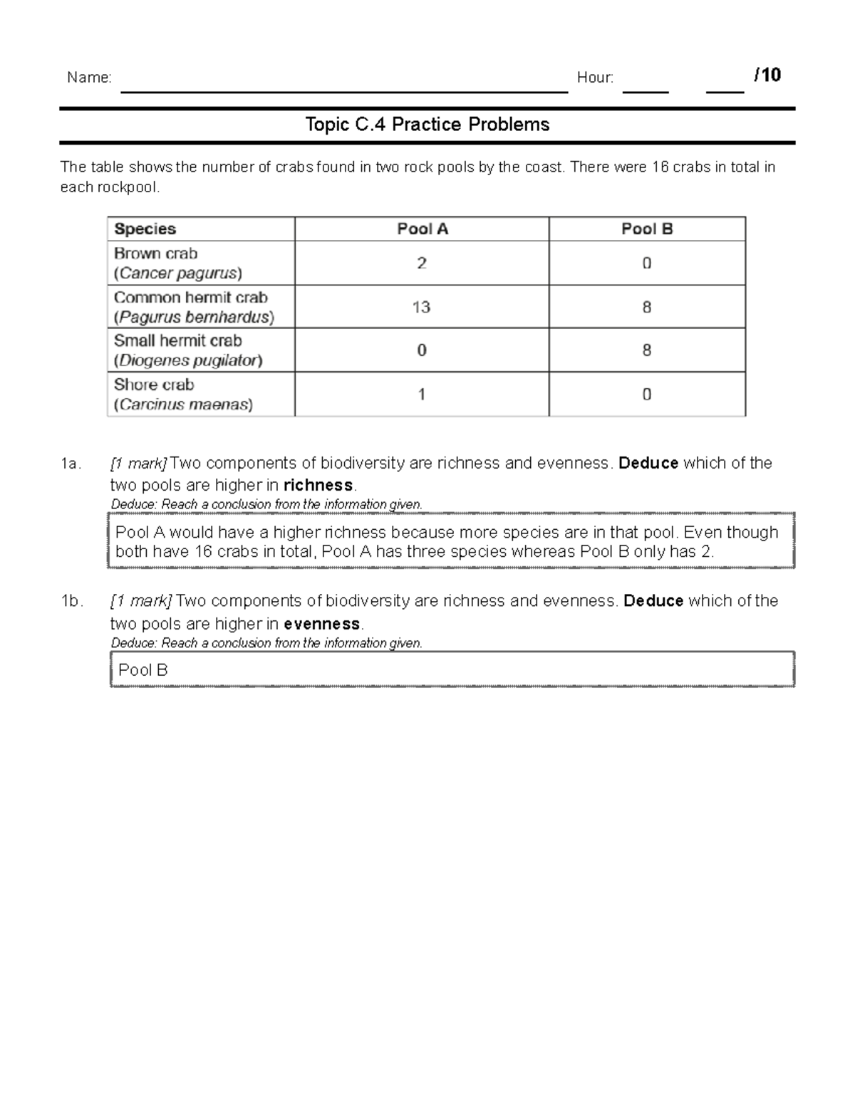Copy of Topic C.4 Practice Problems - Name: Hour: / Topic C Practice ...
