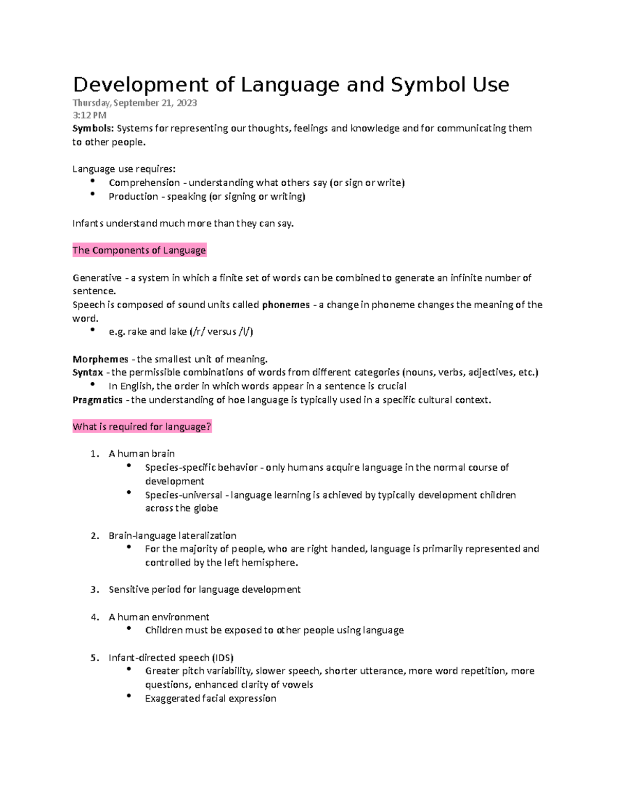 Chapter 6 - Development of Language and Symbol Use - Development of ...