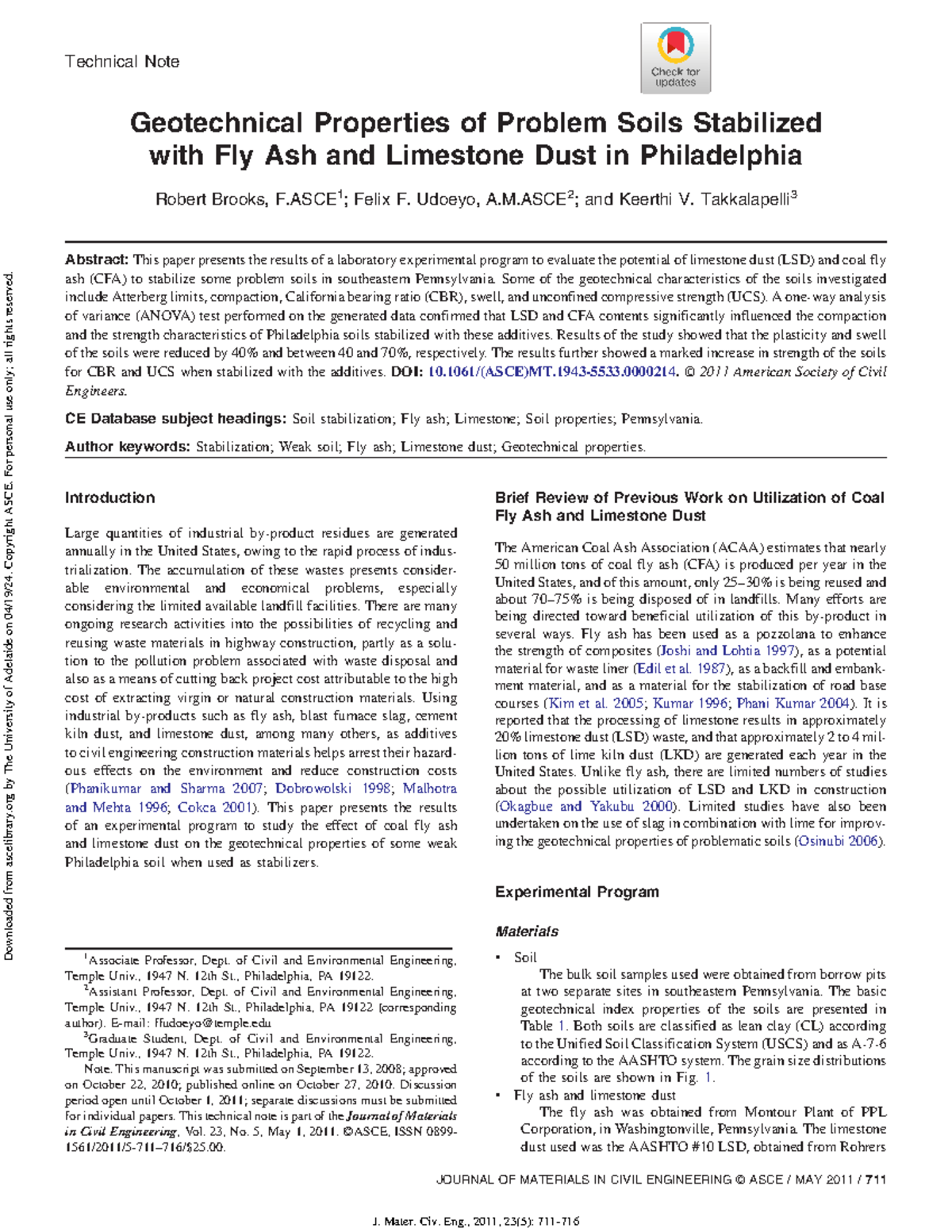 Geotechnical Properties of Problem Soils Stabilized with Fly Ash and ...