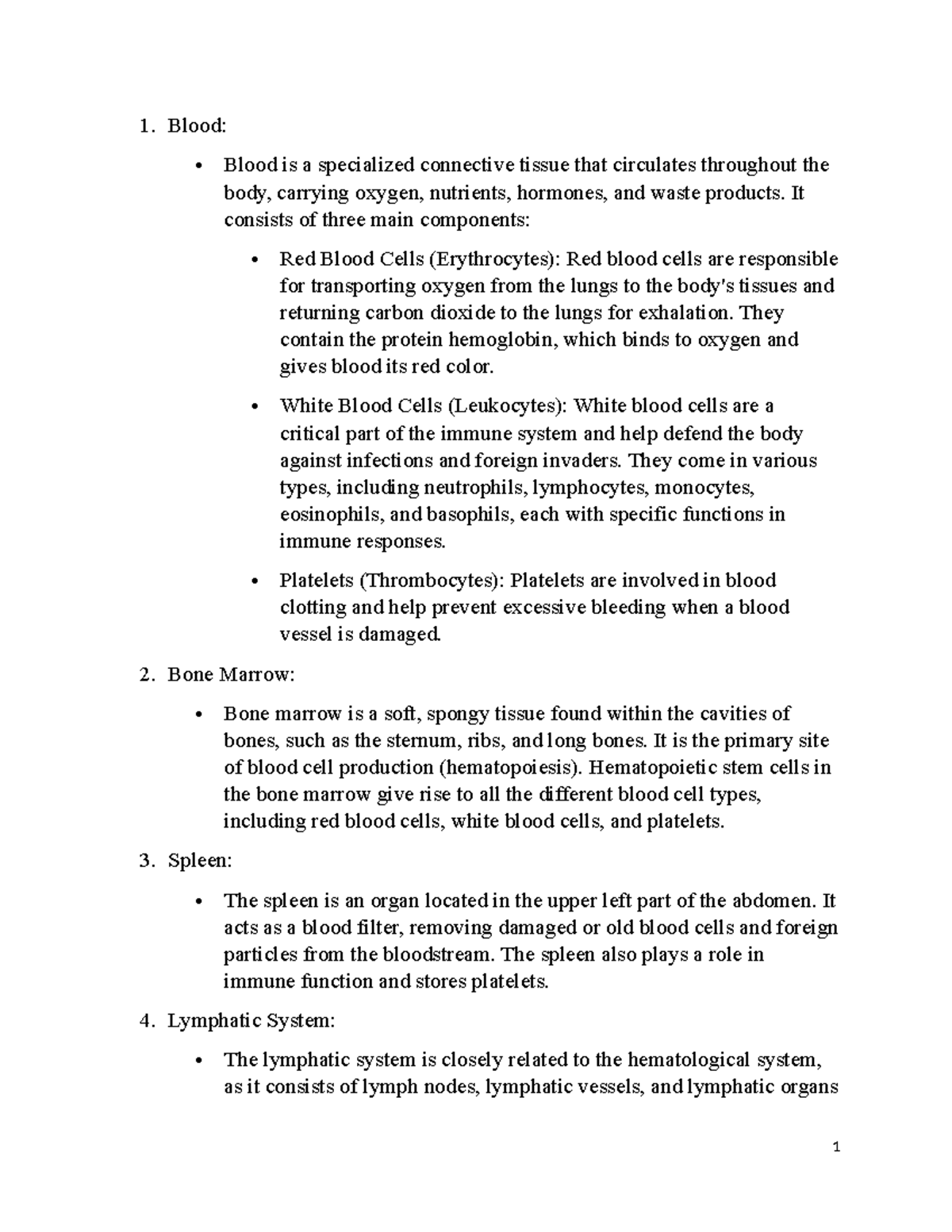 LEcture notes to use in class - 1. Blood: Blood is a specialized ...