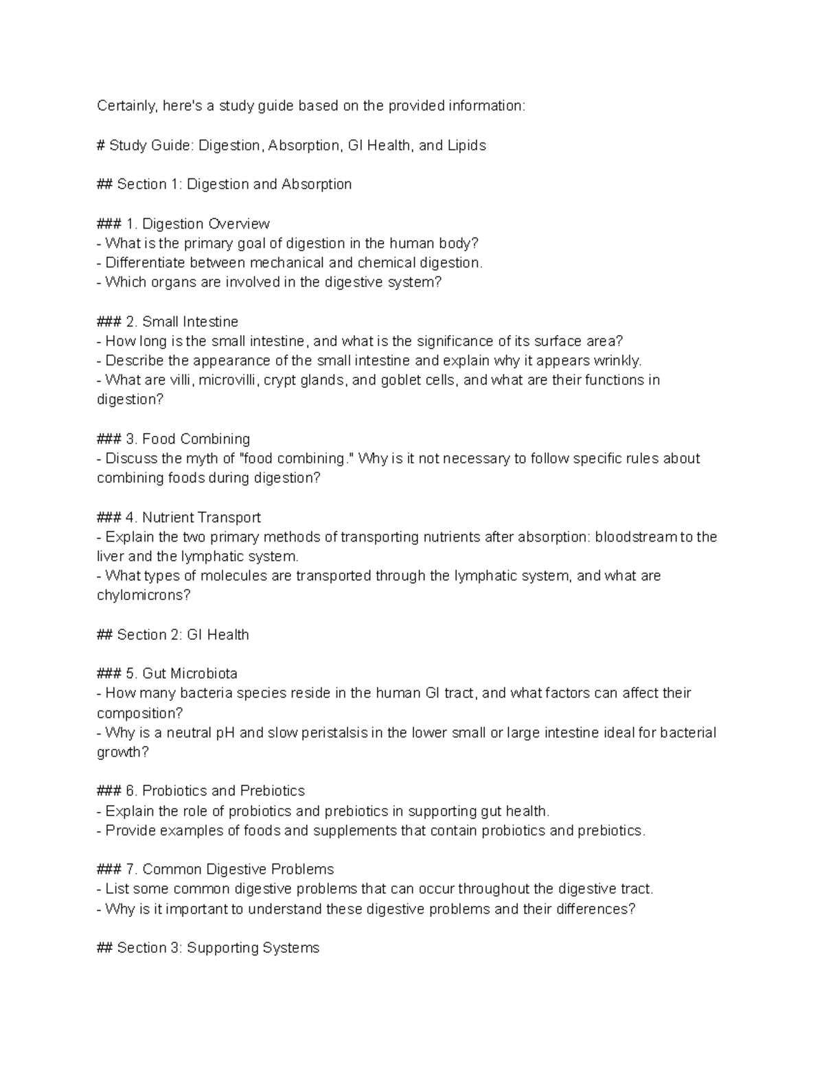 Food and Nutrition Study Guide - Certainly, here's a study guide based ...