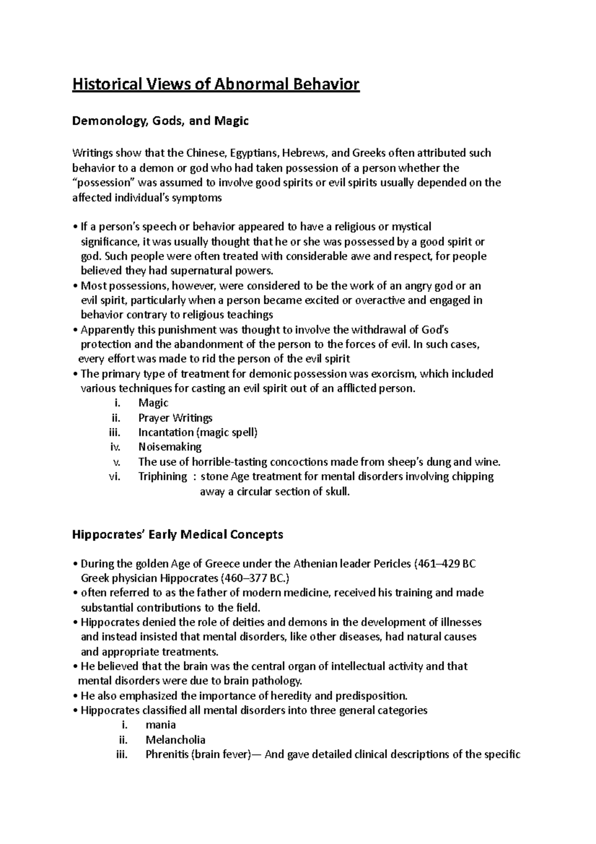 Abnormal Psychology Historical VIEW OF Abormality - Historical Views of ...