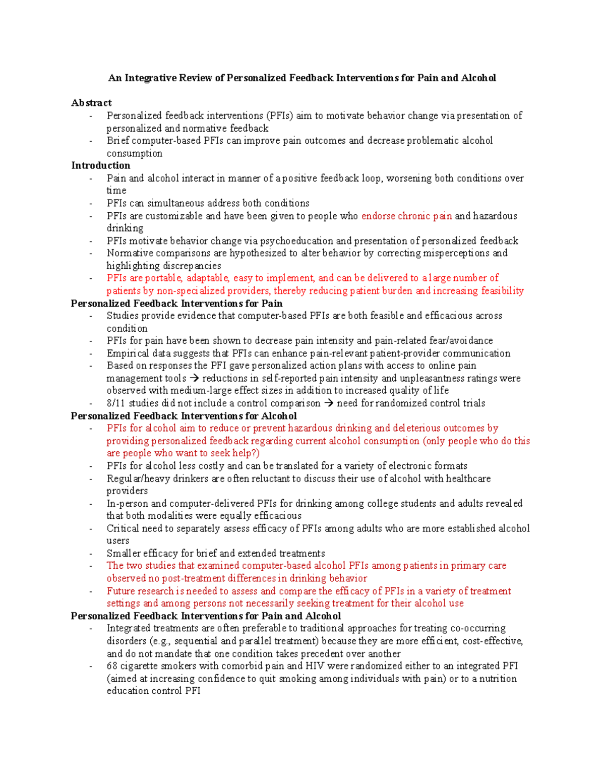 An Integrative Review of Personalized Feedback Interventions for Pain ...