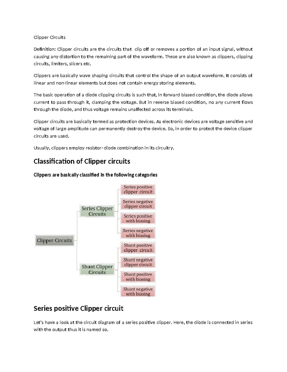 Clippers & Clampers - SGG - Clipper Circuits Definition: Clipper ...