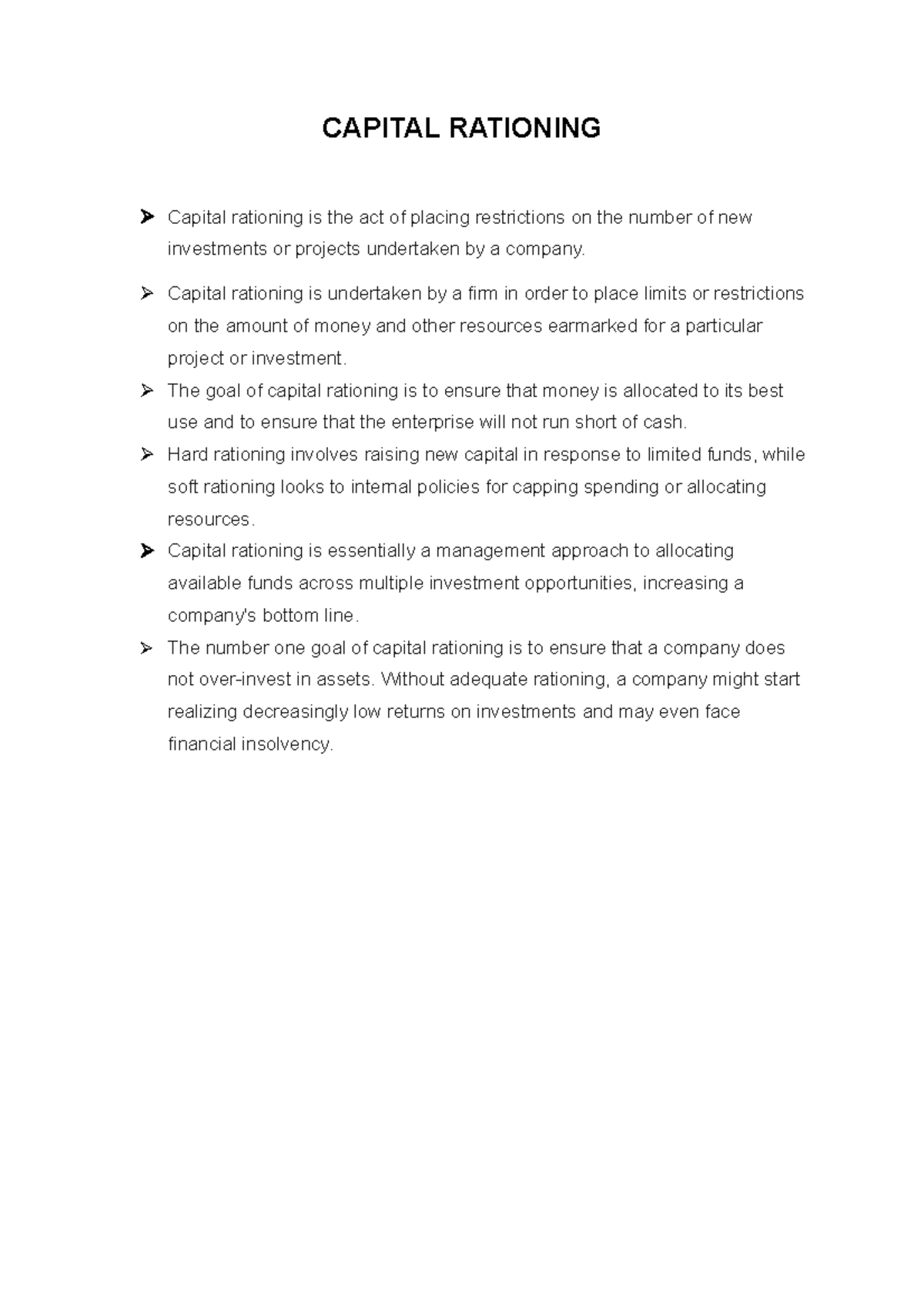 Capital Rationing - Capital rationing is undertaken by a firm in order ...