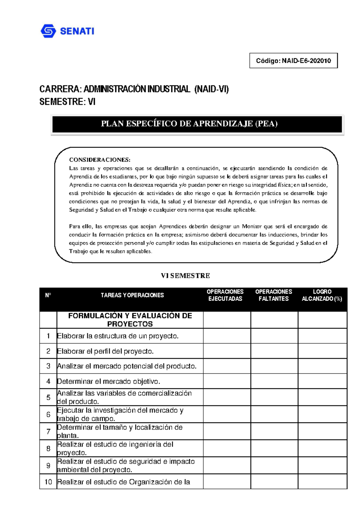 NAID-650 PEA - ksdjfh - Código: NAID-E 6 - 202010 CARRERA ...