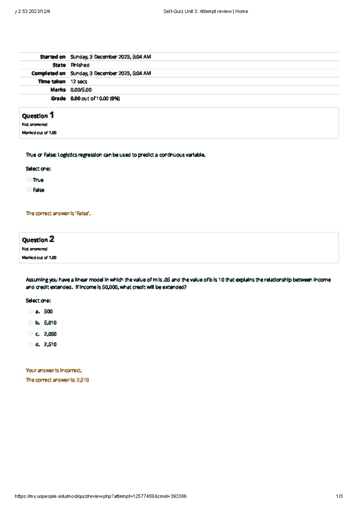 Self-Quiz Unit 3 Attempt review 3 - م 2:53 2023/ 12 / 4 Self-Quiz Unit 3: Attempt review | Home ...