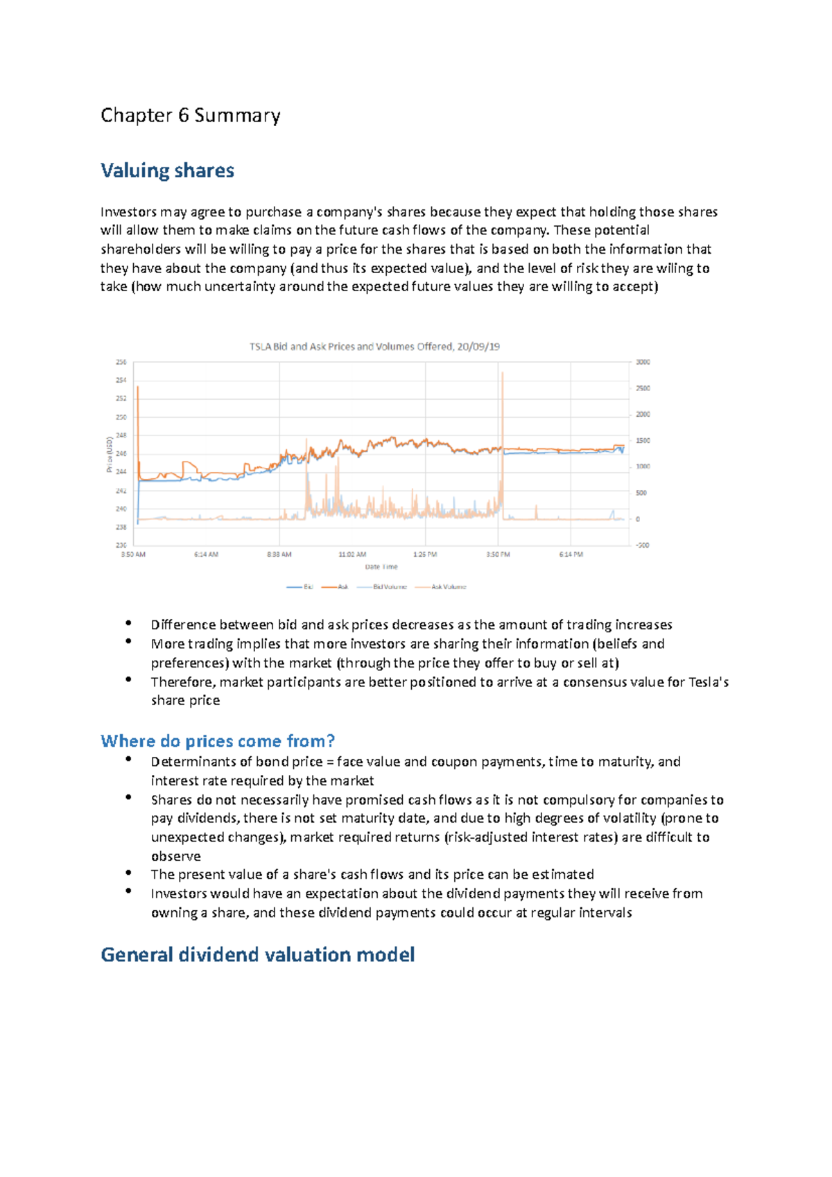 FINM1416 Chapter 6 Summary - Chapter 6 Summary Valuing shares Investors ...
