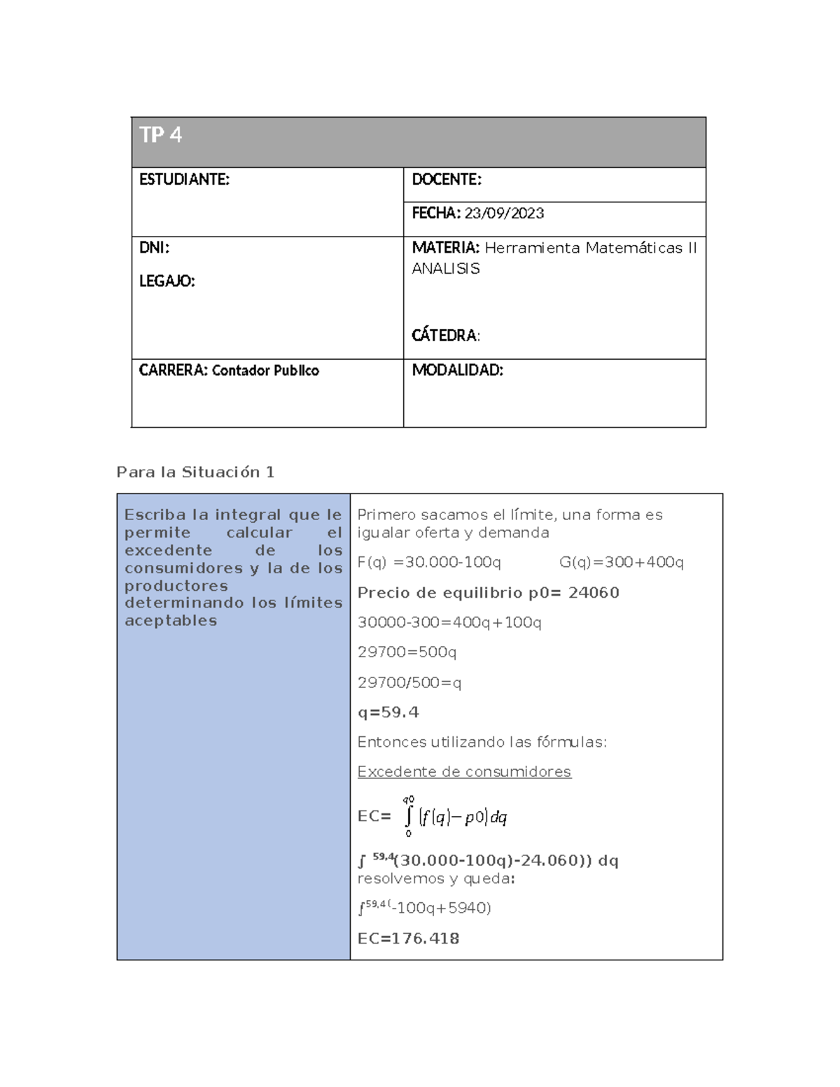 Trabajo Practico 4 Analisis Matematico - TP 4 ESTUDIANTE: DOCENTE ...