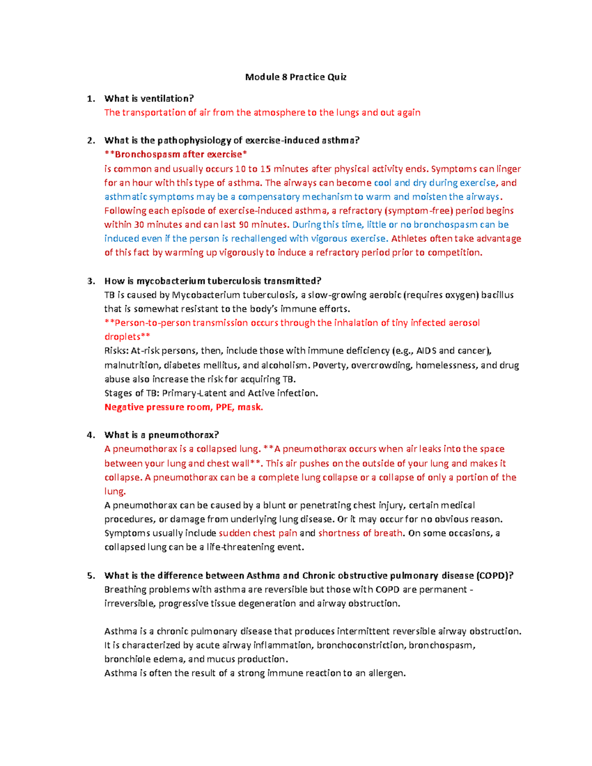 Pathophysiology Module 8 review quiz - Module 8 Practice Quiz 1. What ...