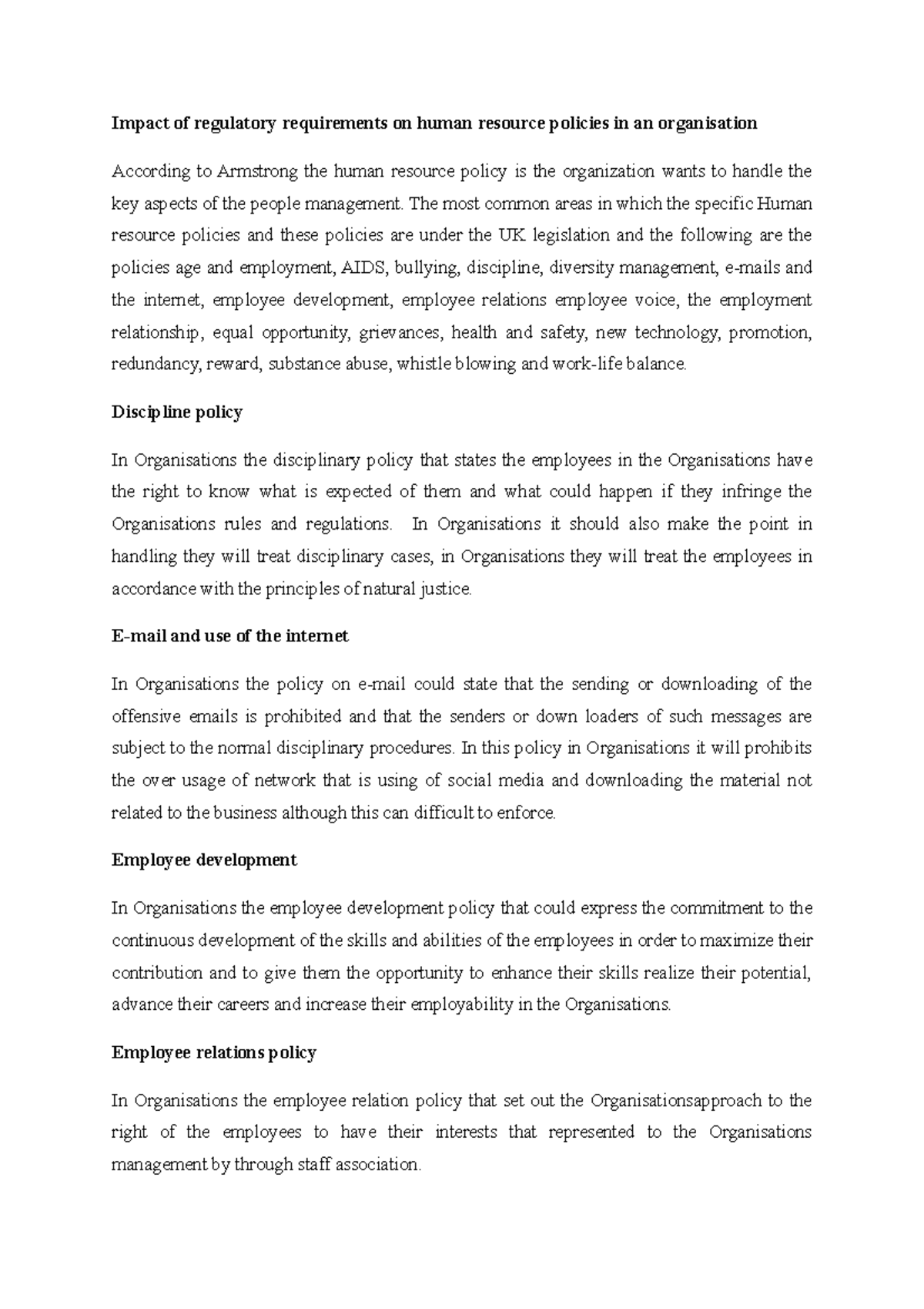 Shrm-3 - human resource - Impact of regulatory requirements on human ...