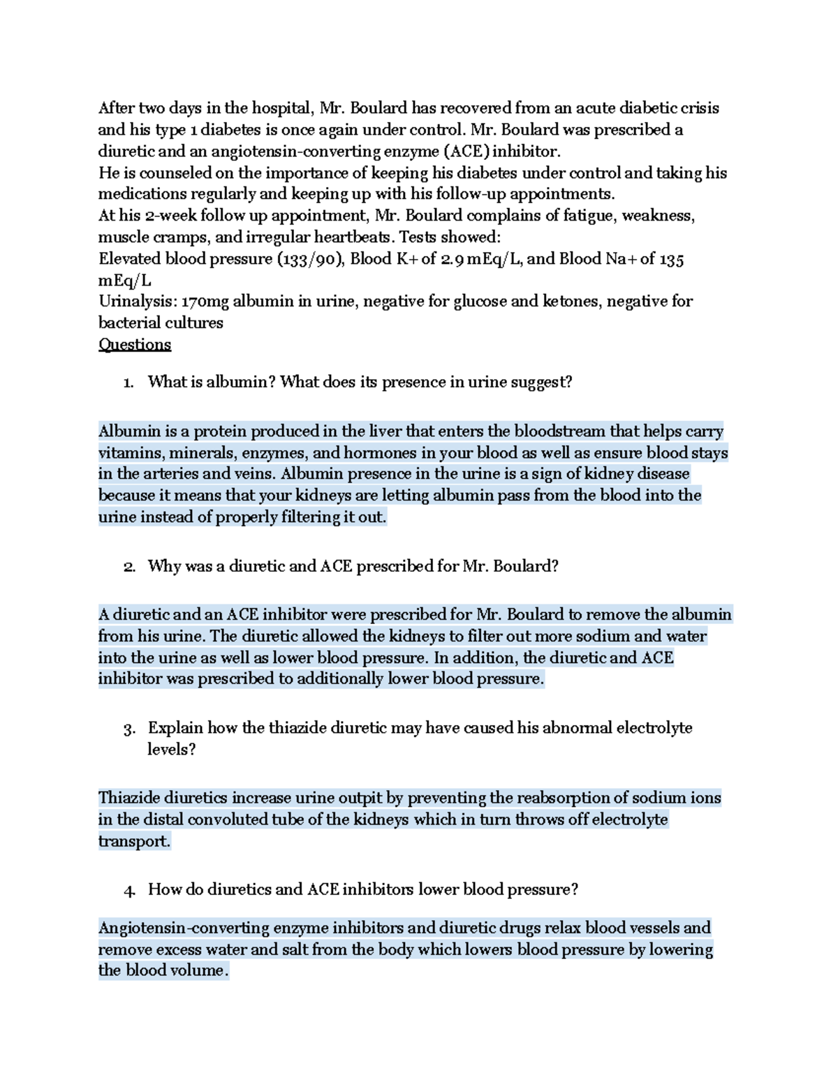 Urinary system case study - After two days in the hospital, Mr. Boulard ...
