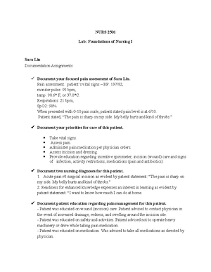 Final Care Plan - Care Plan NURS 2501 Fairleigh Dickinson University ...