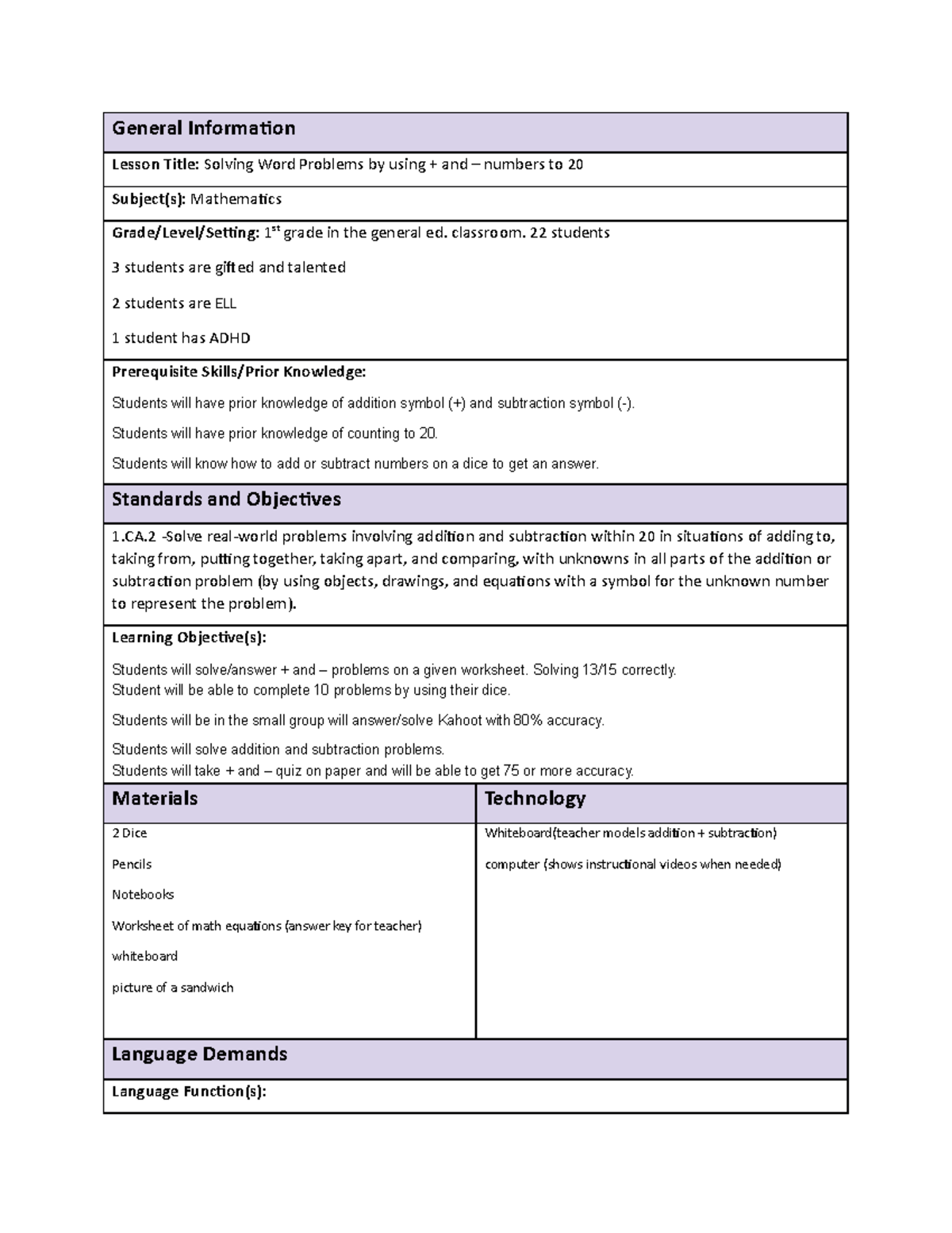 D172lessonplan - lesson plan passed - General Information Lesson Title ...