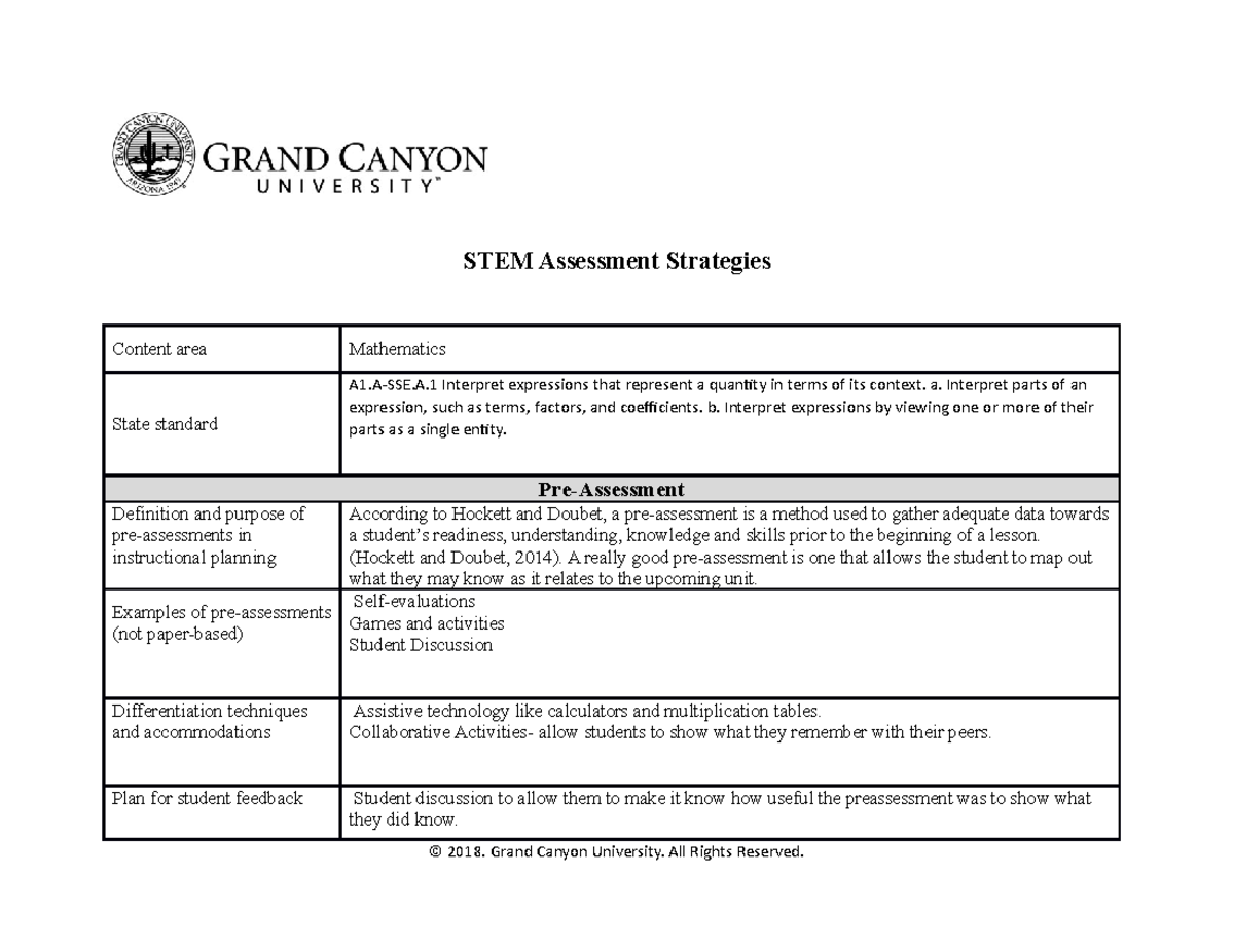 SEC-517-T1-STEM Assessment Strategies - STEM Assessment Strategies ...