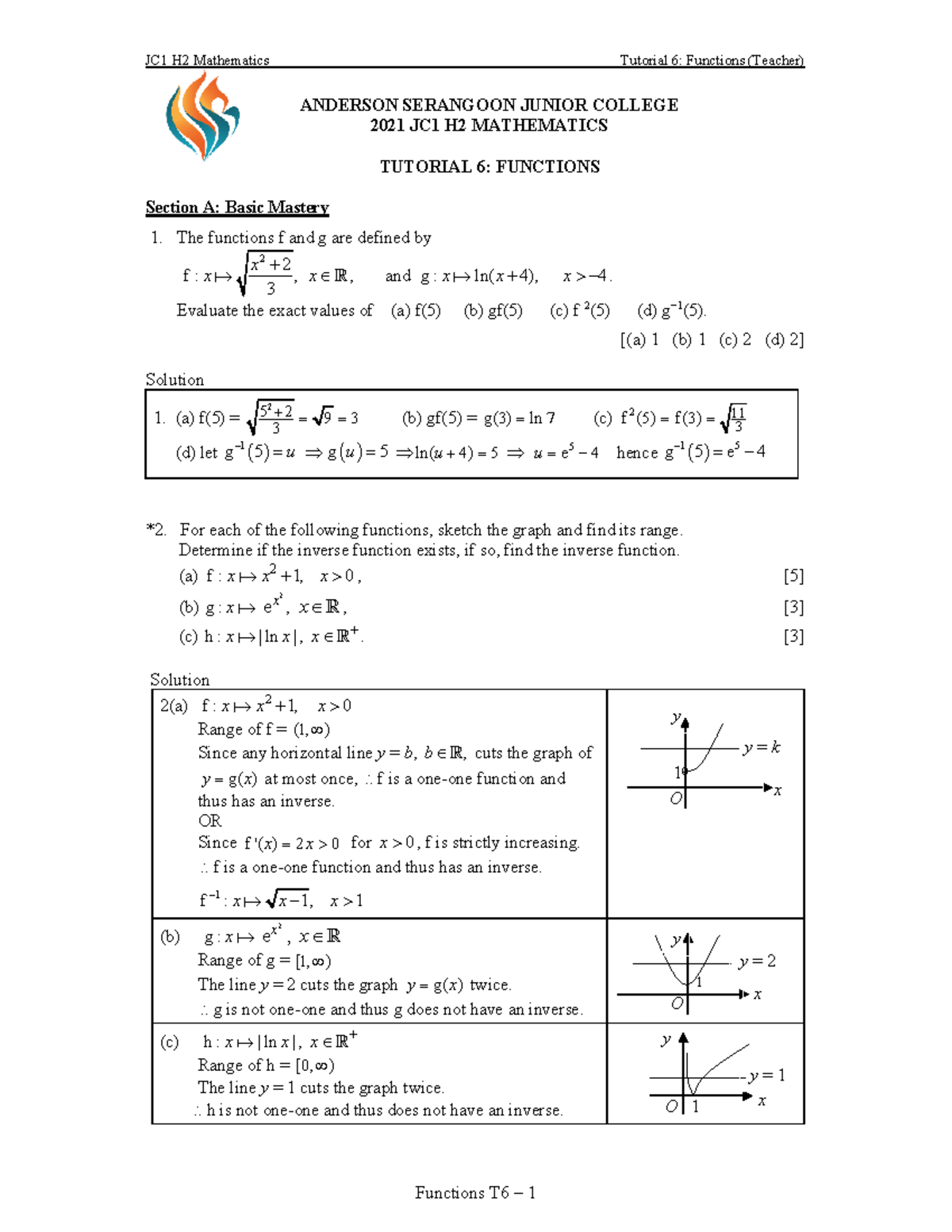 2021 T06 Functions Sol (Section A, C and D) - ANDERSON SERANGOON JUNIOR ...