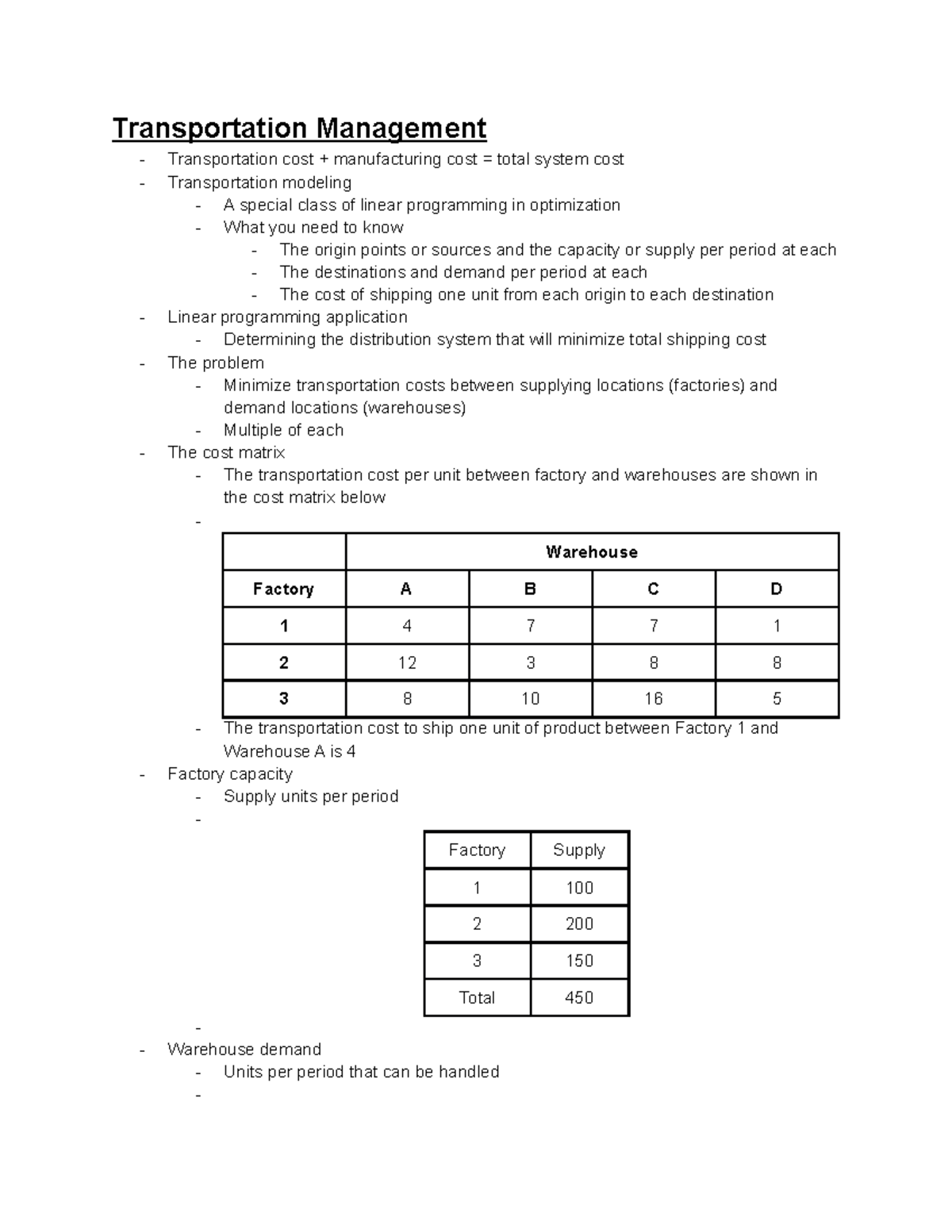 Transportation Management - Transportation Management Transportation ...