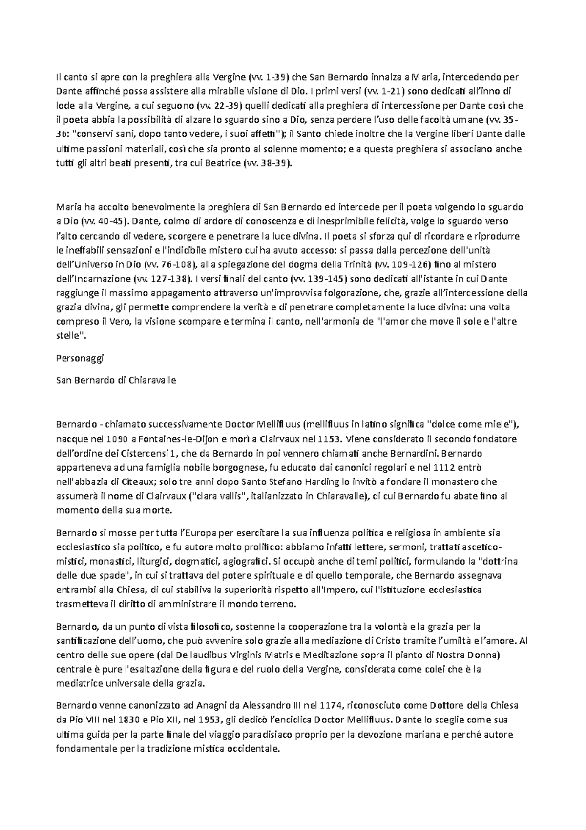 Canto 33 paradiso dante - Il canto si apre con la preghiera alla ...