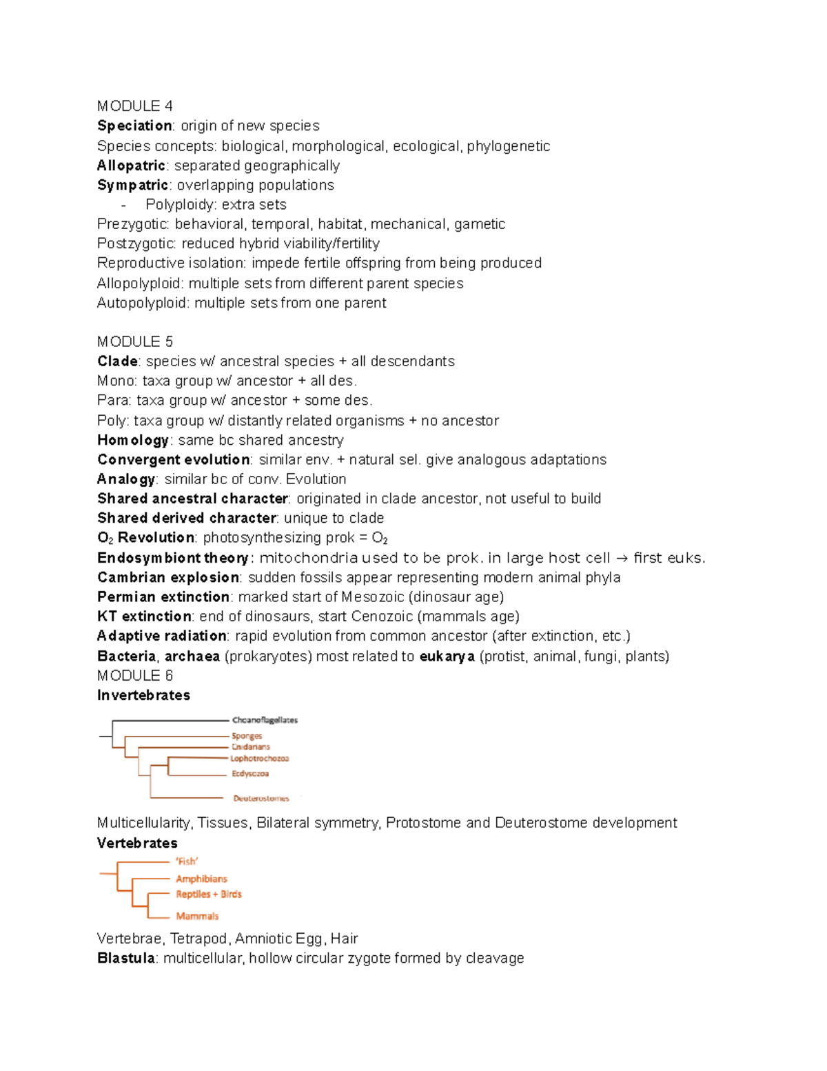 Exam 2 Review BIO311D - MODULE 4 Speciation : origin of new species ...