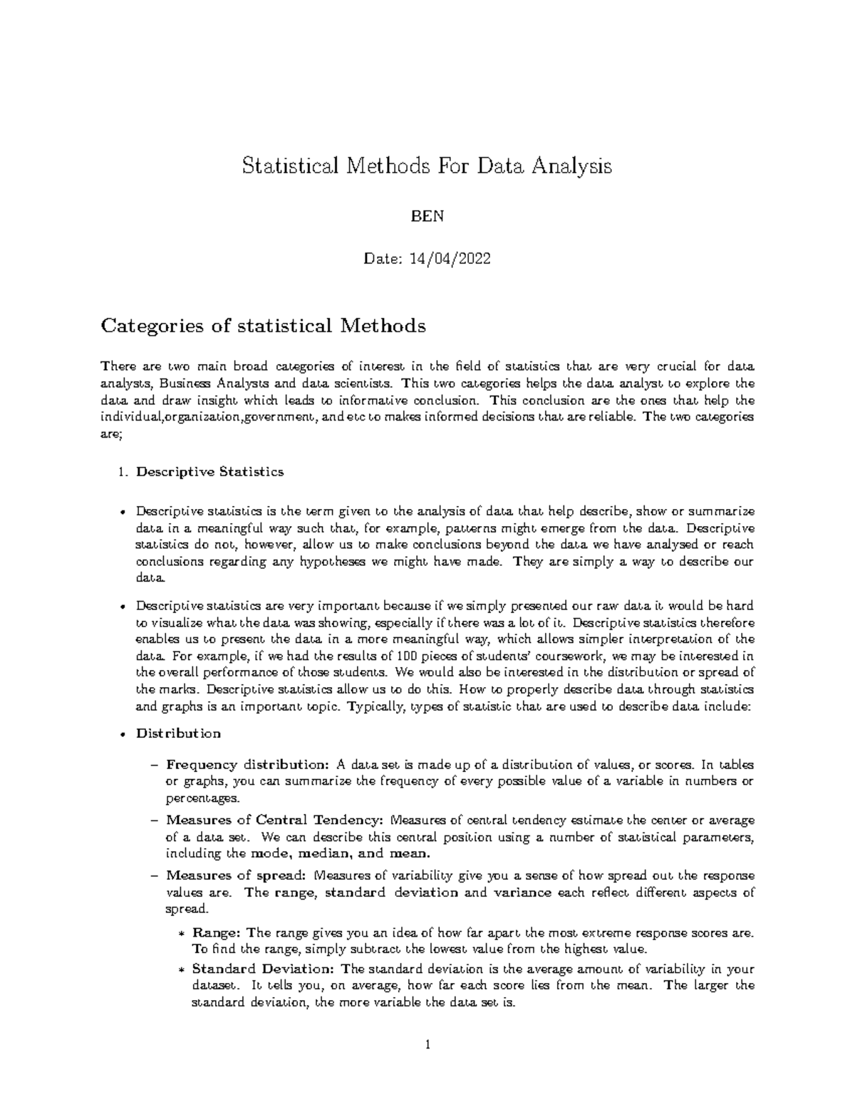 Statistical Methods For Data Analysis - Statistical Methods For Data ...