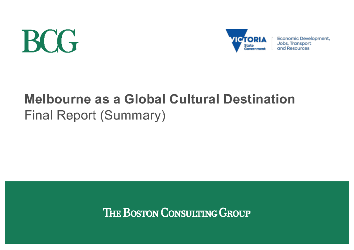 BCG Melbourne as a Global Cultural Destination Summary for CV website ...