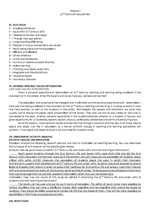 Module-10 - module - Module 10: ECOLITERACY I. CONCEPT EXPLORATION In many places, people are ...