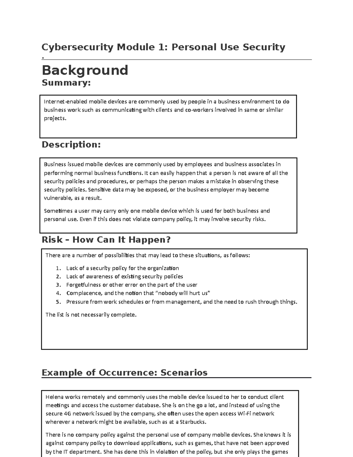 Learning Module 1 - Cybersecurity Module 1: Personal Use Security ...