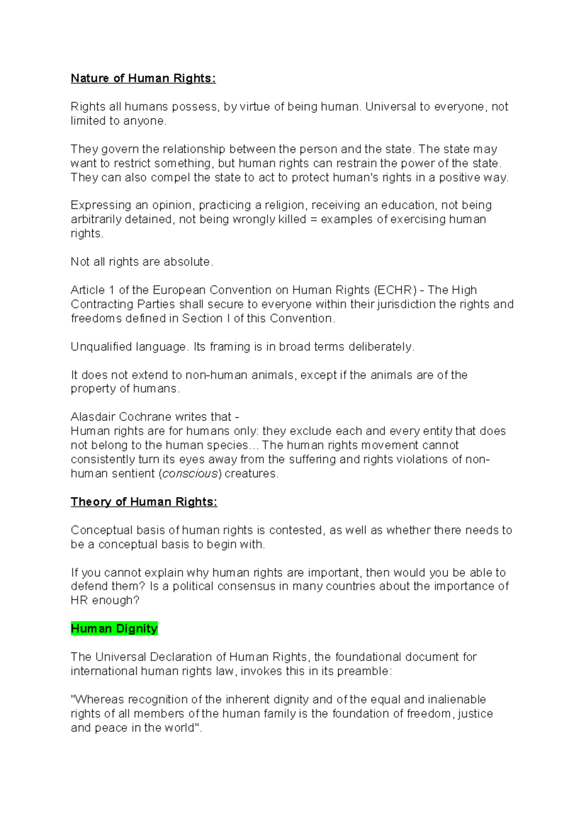 Human rights introduction lecture - Nature of Human Rights: Rights all ...