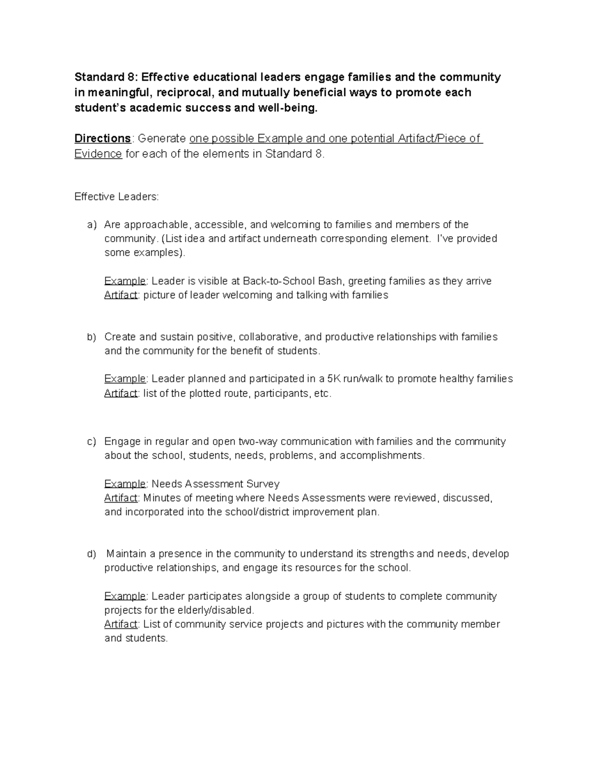 PSEL Standard 8 Examples and Artifacts - Standard 8: Effective ...